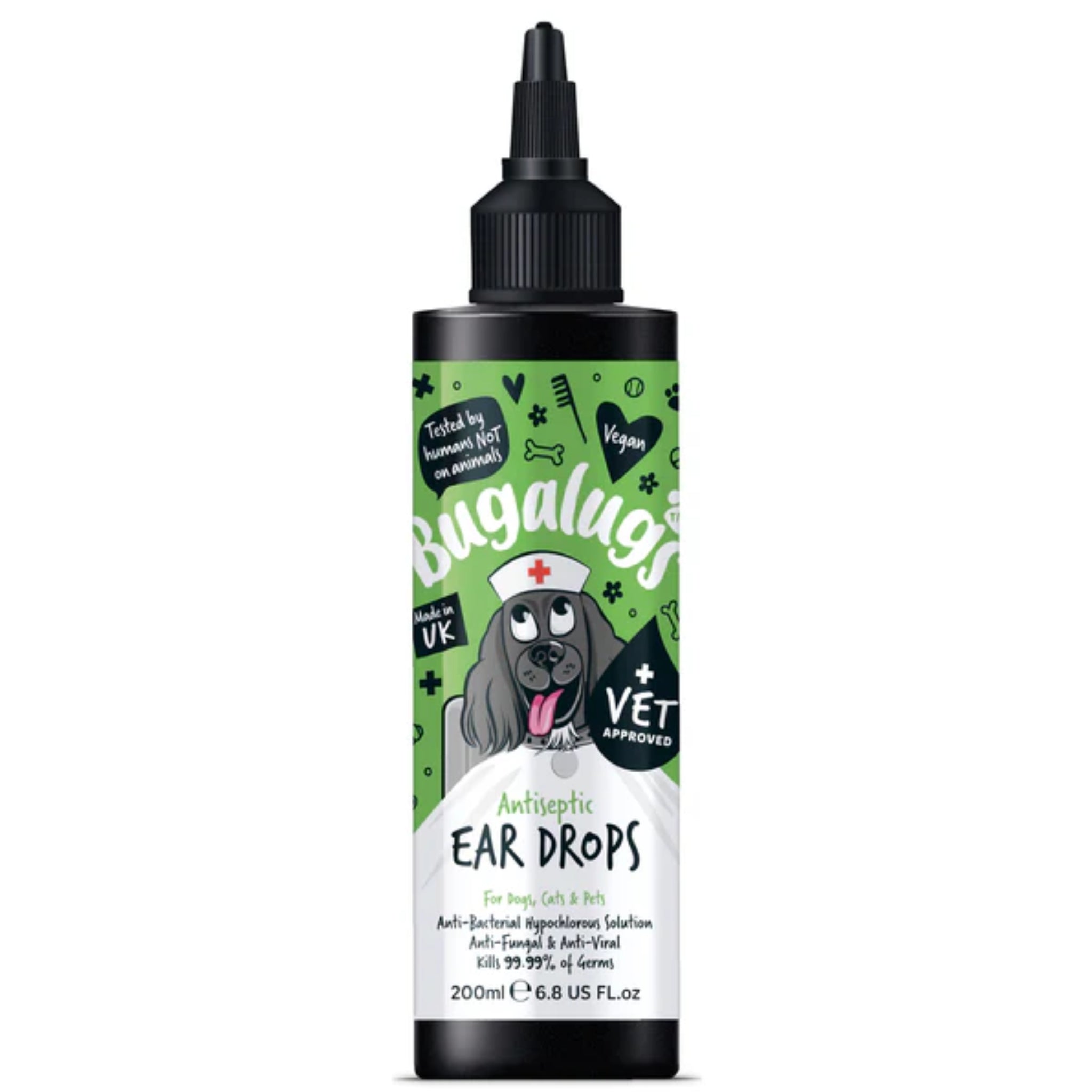 Bugalugs Antiseptic Ear Drops for Dogs, Cats & Pets 200ml – Our Pet Village
