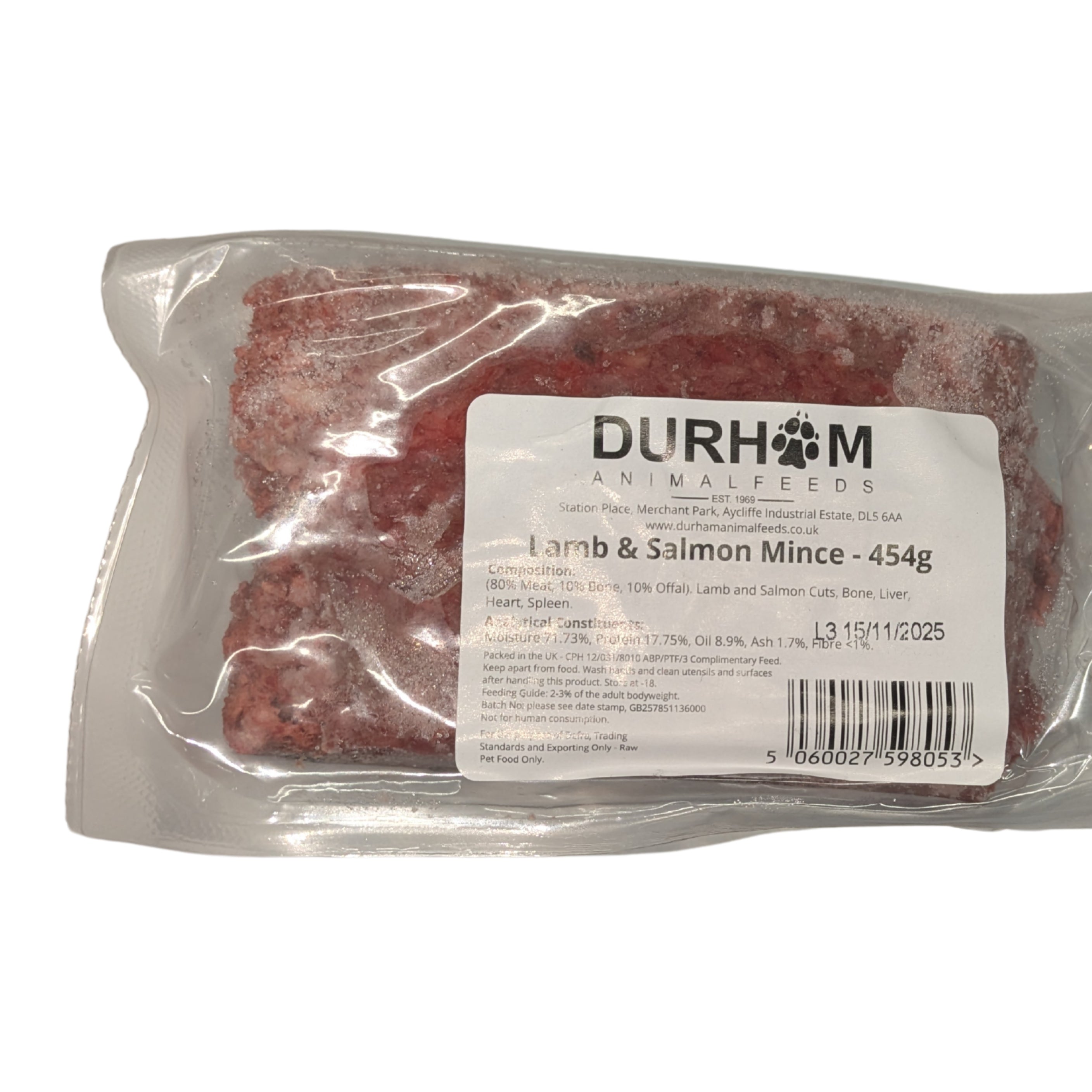 Durham Lamb & Salmon 454g | High-Protein, Grain-Free Raw Dog Food – Our ...