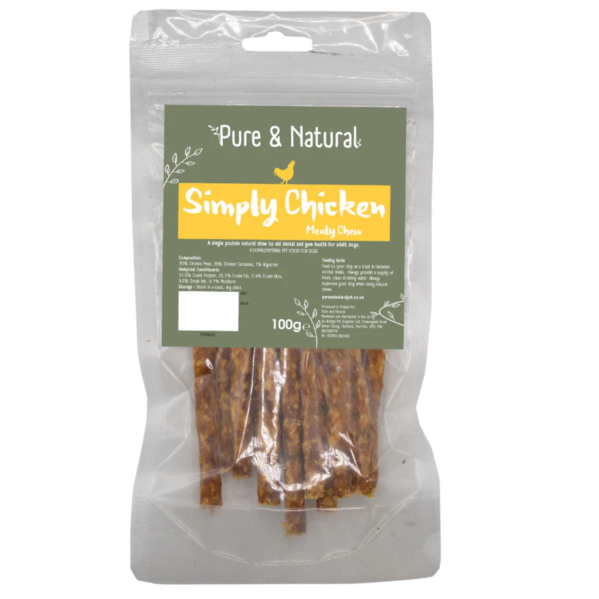 Pure & Natural Meat Sticks Chicken 100g – Healthy & Natural Dog Treats ...