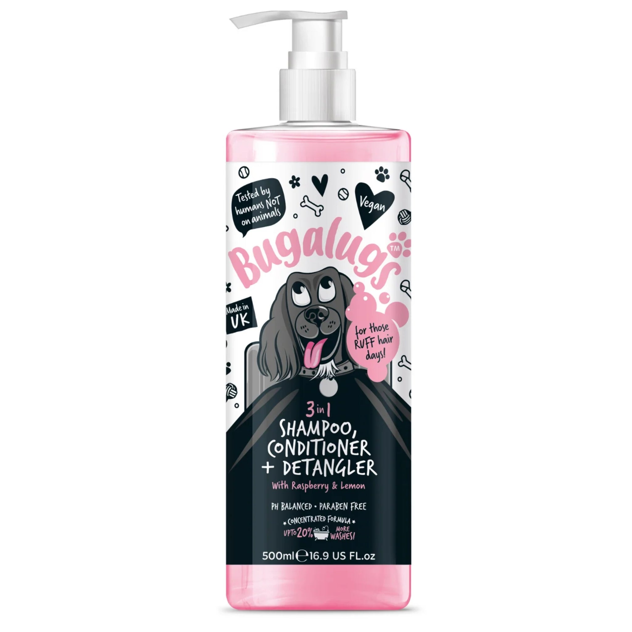 Bugalugs 3 in 1 Detangle Shampoo & Conditioner Raspberry & Lemon 500ml ...